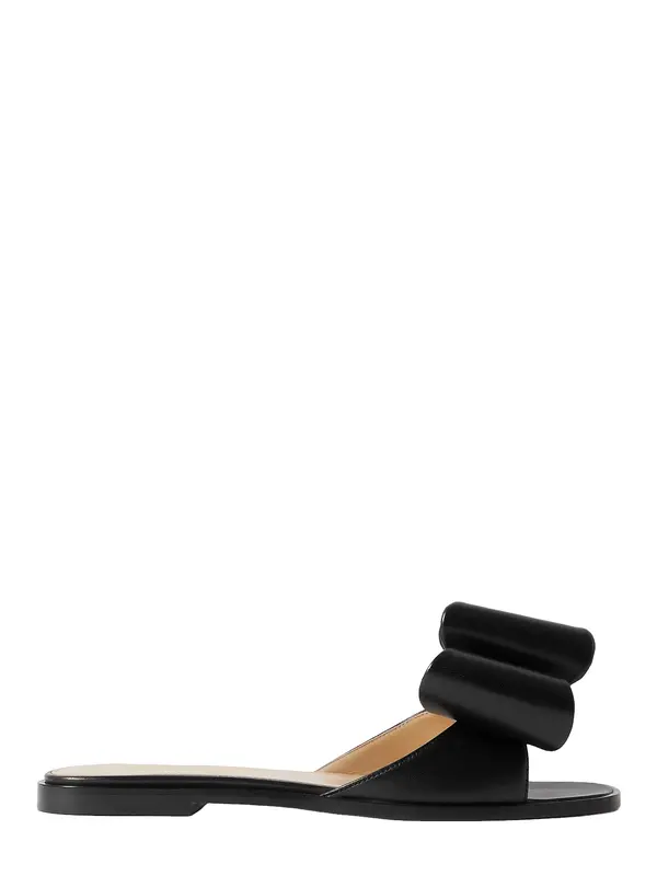 Mach & Mach Le Cadeau Leather Slides - Black