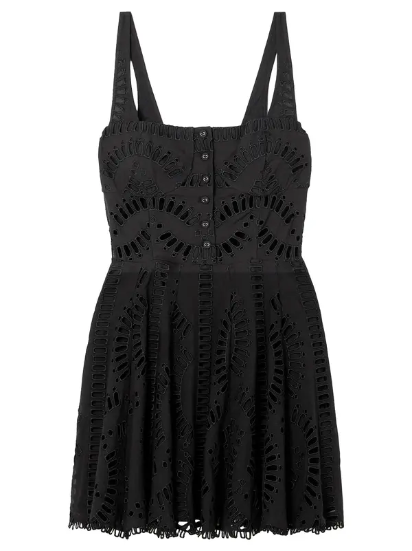 Charo Ruiz Ibiza Ricka Scalloped Broderie Anglaise Cotton-blend Mini Dress - Black
