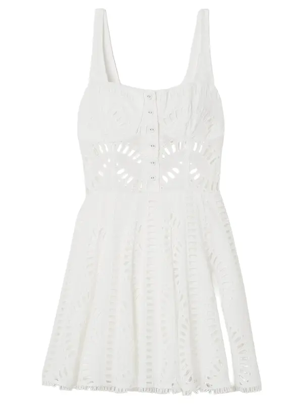 Charo Ruiz Ibiza Ricka Scalloped Broderie Anglaise Cotton-blend Mini Dress - White