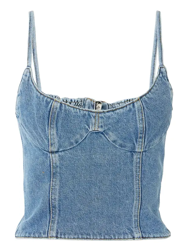 Magda Butrym Cropped Denim Bustier - Blue