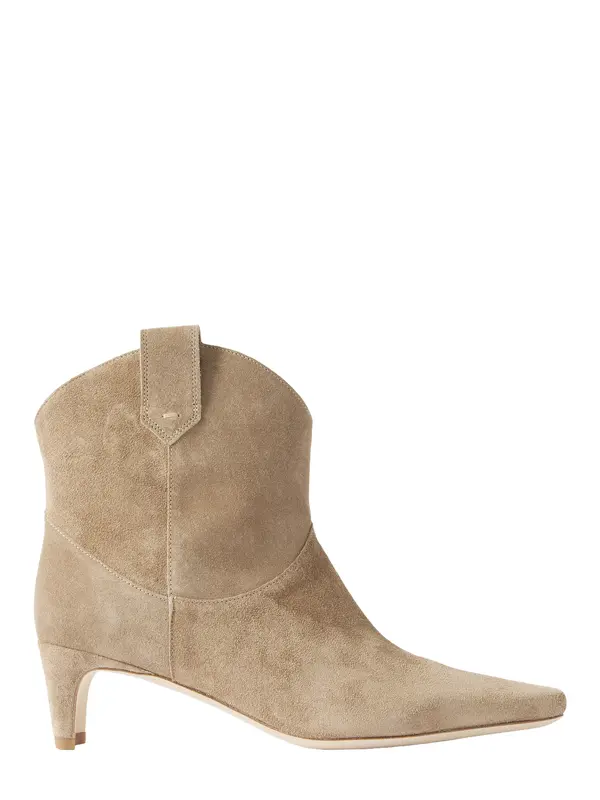Staud Western Wally Suede Ankle Boots - Neutrals
