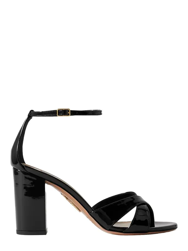 AQUAZZURA Divine 85 Patent-leather Sandals - Black