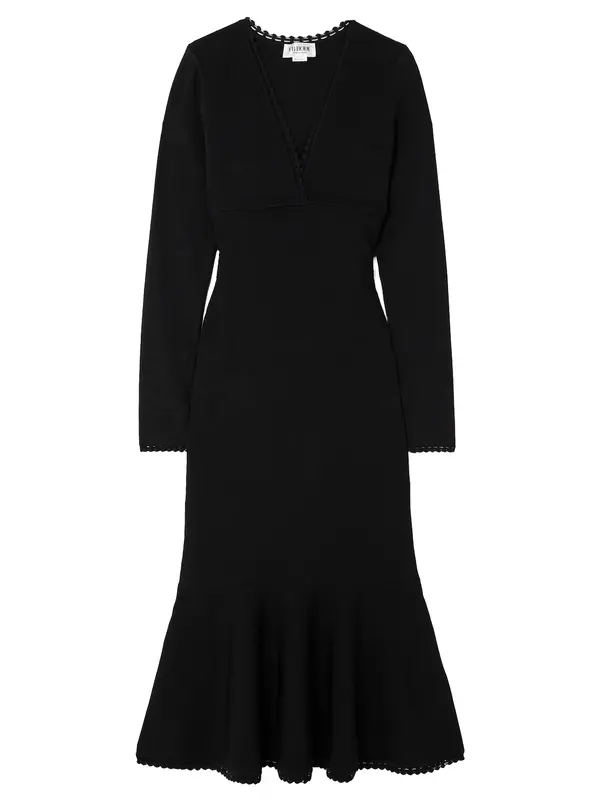 Victoria Beckham Knitted Midi Dress - Black