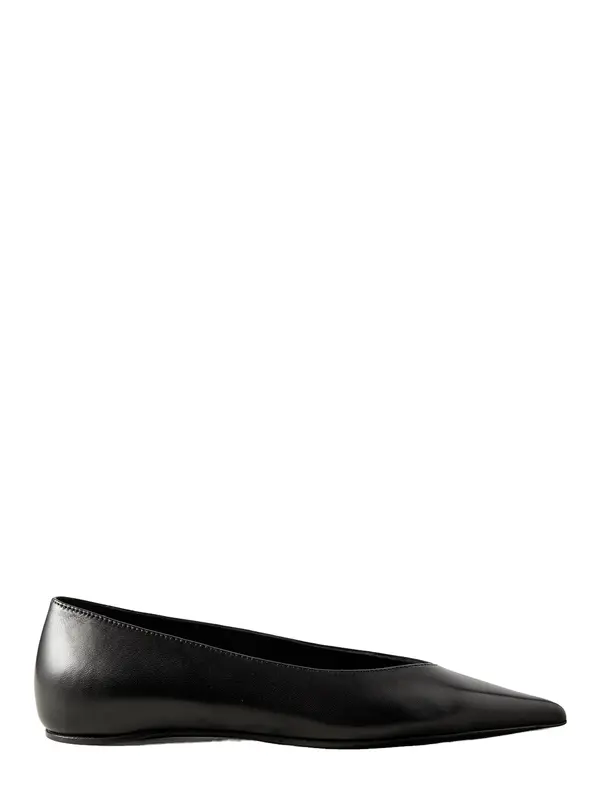 TOTEME Net Sustain The Asymmetric Ballerina Leather Point-toe Flats - Black