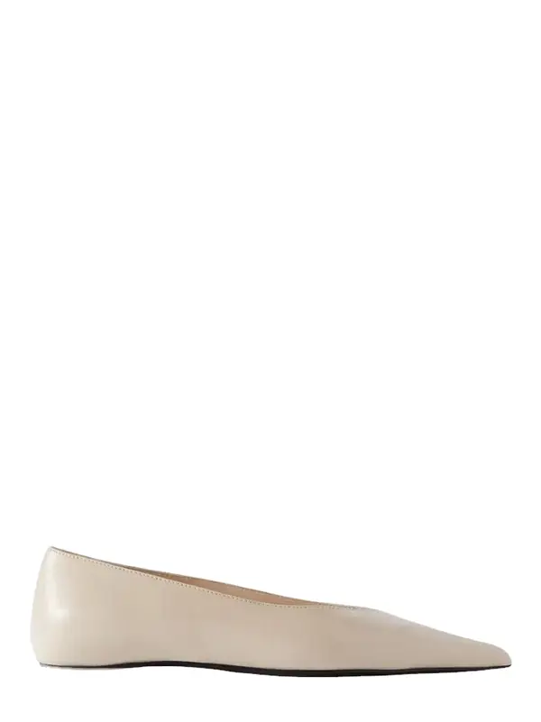TOTEME Net Sustain The Asymmetric Ballerina Leather Point-toe Flats - White