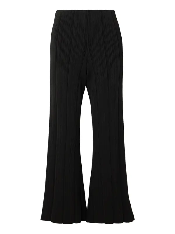 Galvan Dawn Ribbed-knit Wide-leg Pants - Black