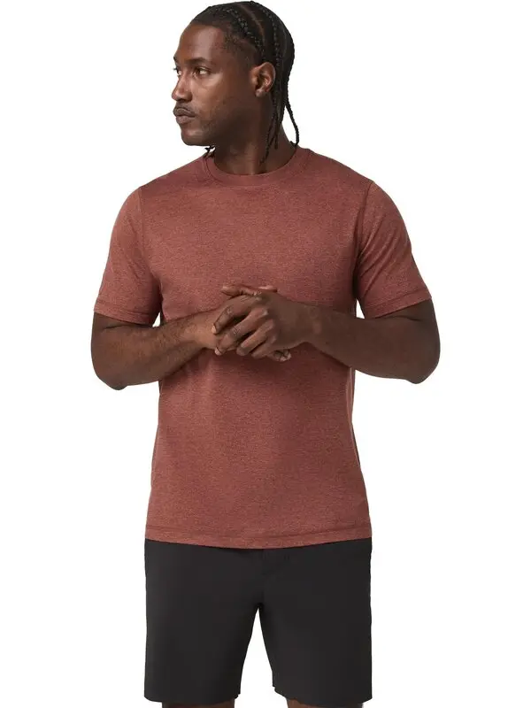 Vuori Short Sleeve Ponto Performance T-shirt - Firebrick Heather