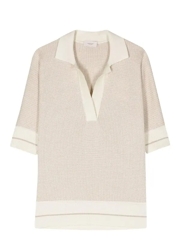 Agnona Houndstooth-pattern Polo Shirt - Neutrals