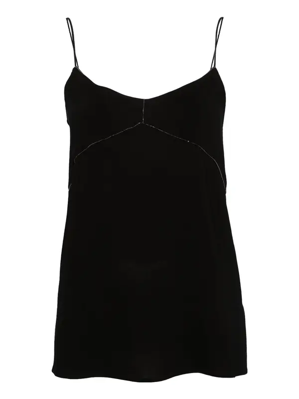 Fabiana Filippi Beaded-trim Crepe Tank Top - Black