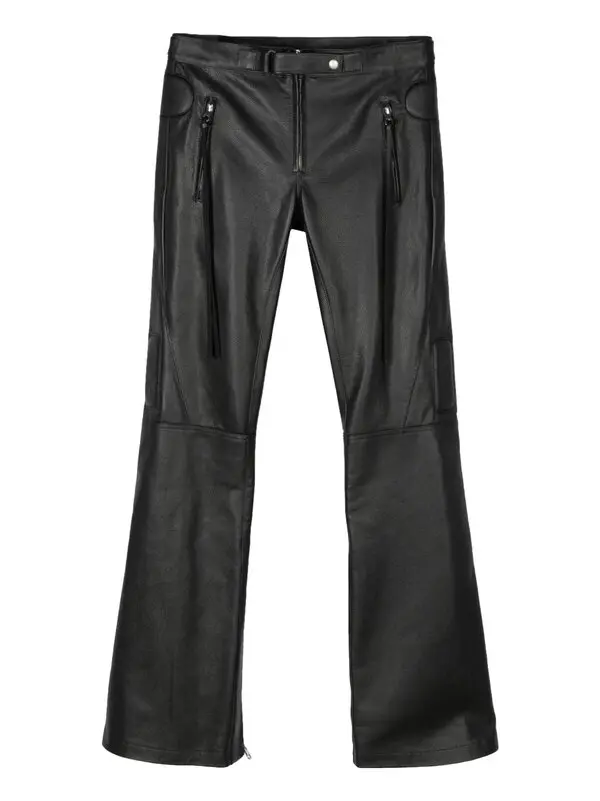 COURREGES Leather Straight-leg Trousers - Black