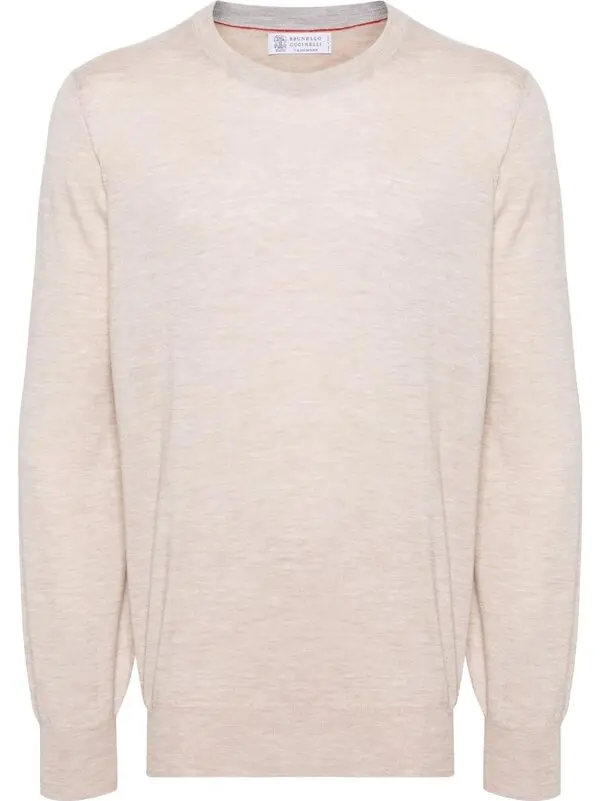 Brunello Cucinelli Crew-neck Mélange-effect Jumper - Neutrals