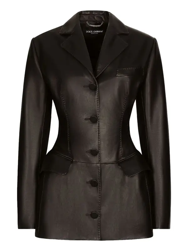 Dolce & Gabbana Single-breasted Leather Blazer - Black