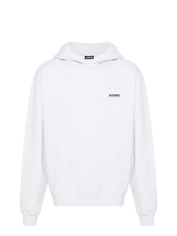 Jacquemus Le Hoodie Gros Grain Logo-appliqué Top - Grey