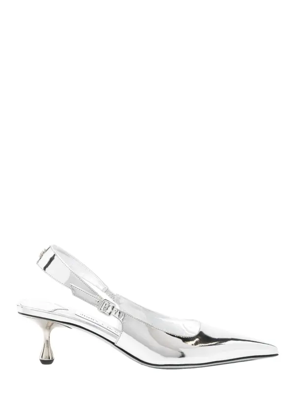 JIMMY CHOO Amel 50mm Metallic-leather Pumps - Silver