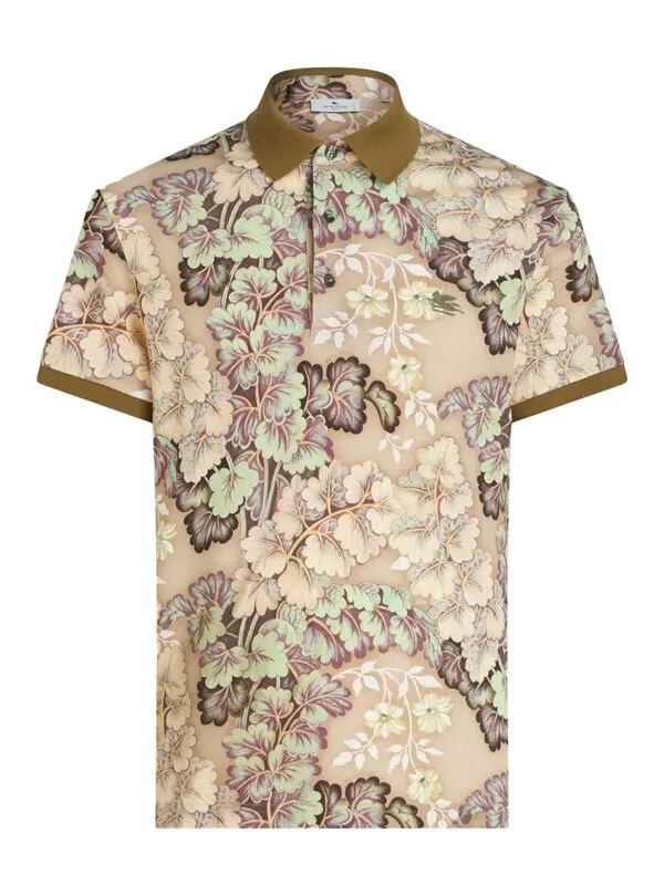 Etro Floral-print Cotton Polo Shirt - Neutrals