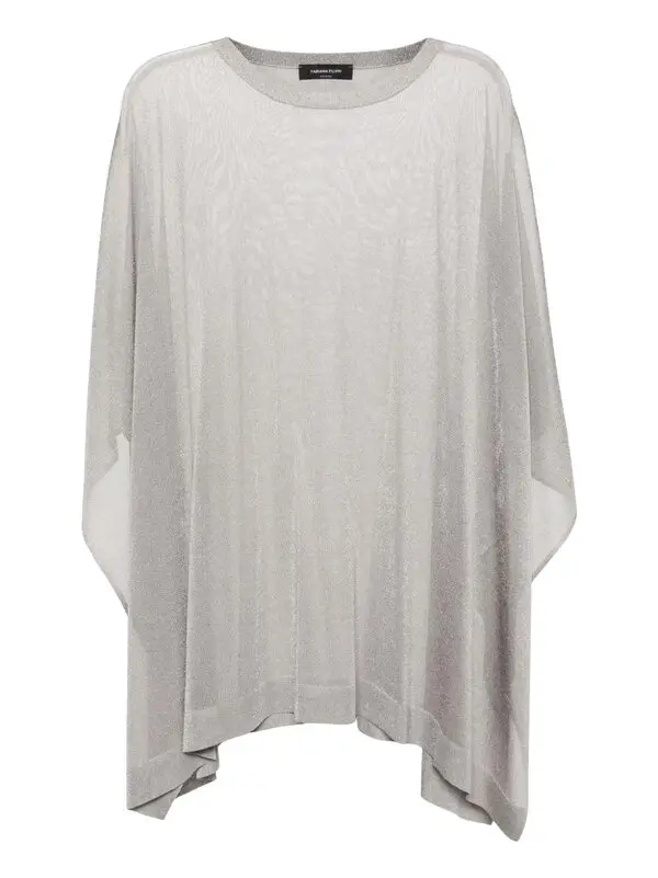 Fabiana Filippi Semi-sheer Knitted Cape - Grey