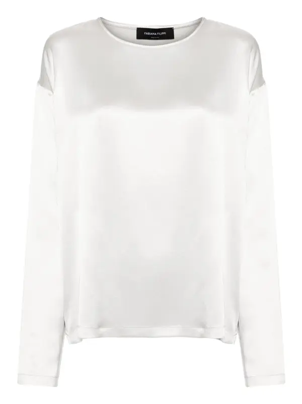 Fabiana Filippi Silk Satin Blouse - Silver