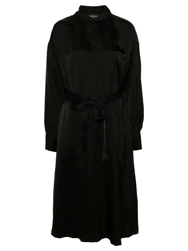 Fabiana Filippi Belted Satin Shirtdress - Black