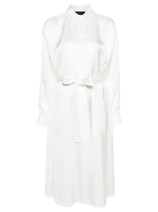 Fabiana Filippi Belted Satin Shirtdress - White