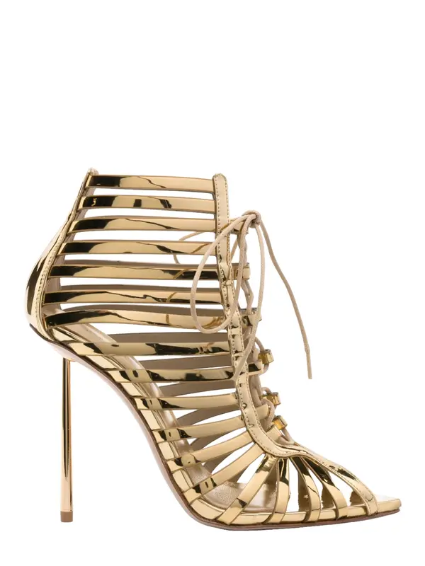 LE SILLA Cage 120mm Patent-leather Sandals - Gold