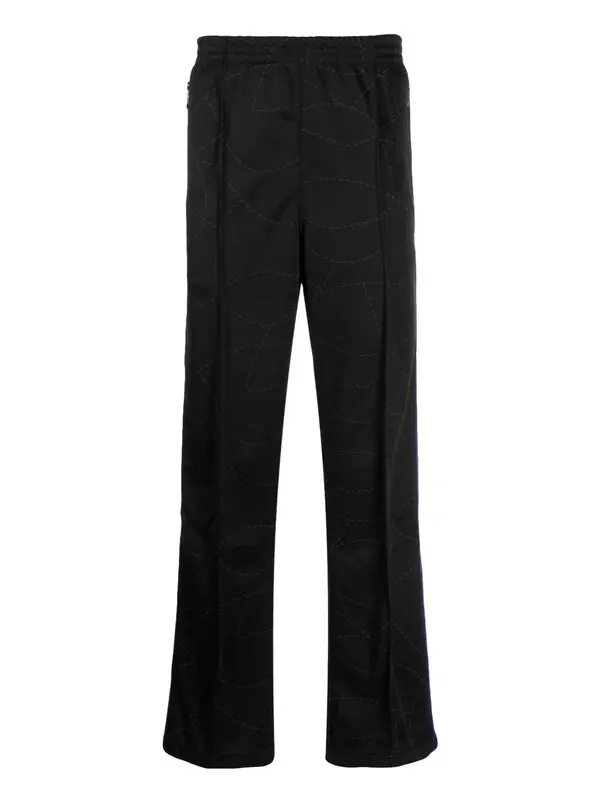Needles Logo-embroidered Straight-leg Trousers - Black