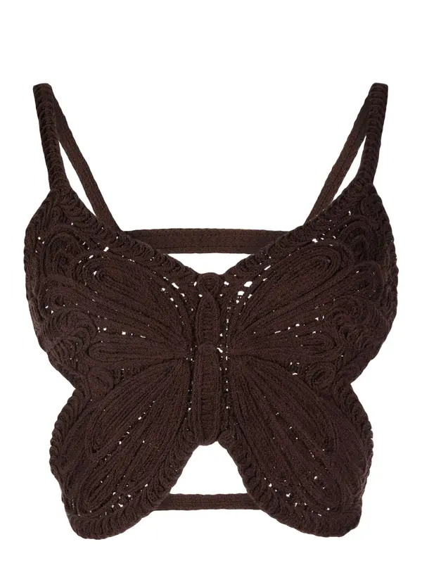 Blumarine Butterfly Crochet Top - Brown