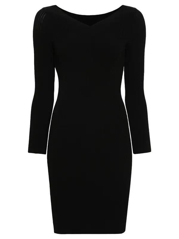 Alberta Ferretti Knitted V-neck Dress - Black
