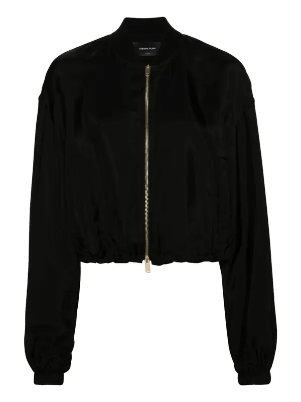Fabiana Filippi Zipped Satin Bomber Jacket - Black