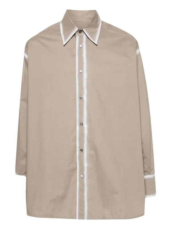 MAISON MARGIELA Contrasting-trim Poplin Shirt - Brown