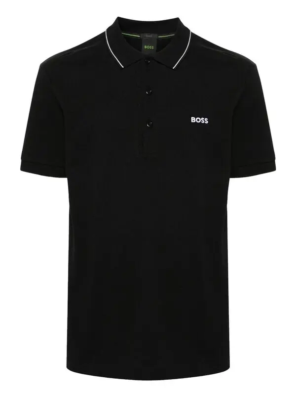 BOSS Logo-print Cotton Polo Shirt - Black