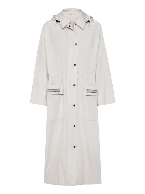 Brunello Cucinelli Single-breasted Hooded Coat - Neutrals