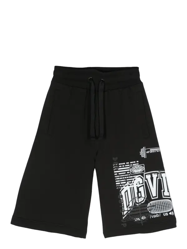 Dolce & Gabbana Print Cotton Jersey Shorts - Black