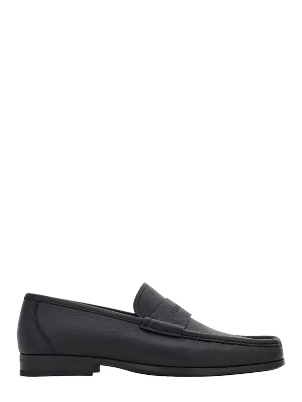 FERRAGAMO Logo-debossed Leather Loafers - Black