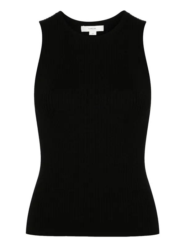 Vince Ribbed Knit Tank Top - Black