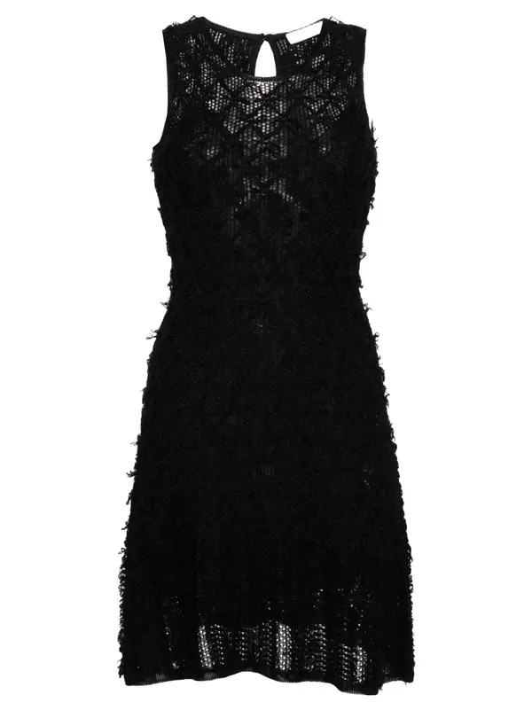 Chloé Frayed Mini Dress - Black