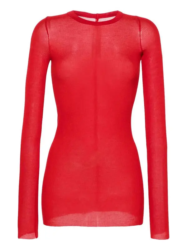 Rick Owens Long Sleeve Ribbed T-shirt - Red
