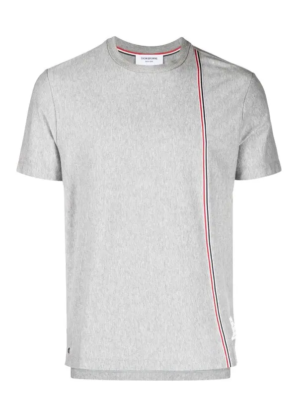 Thom Browne Rwb Stripe Cotton T-shirt - Grey