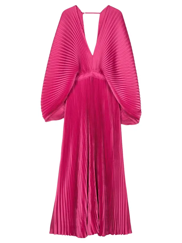 L'IDEE Open-back Pleated Maxi Dress - Pink