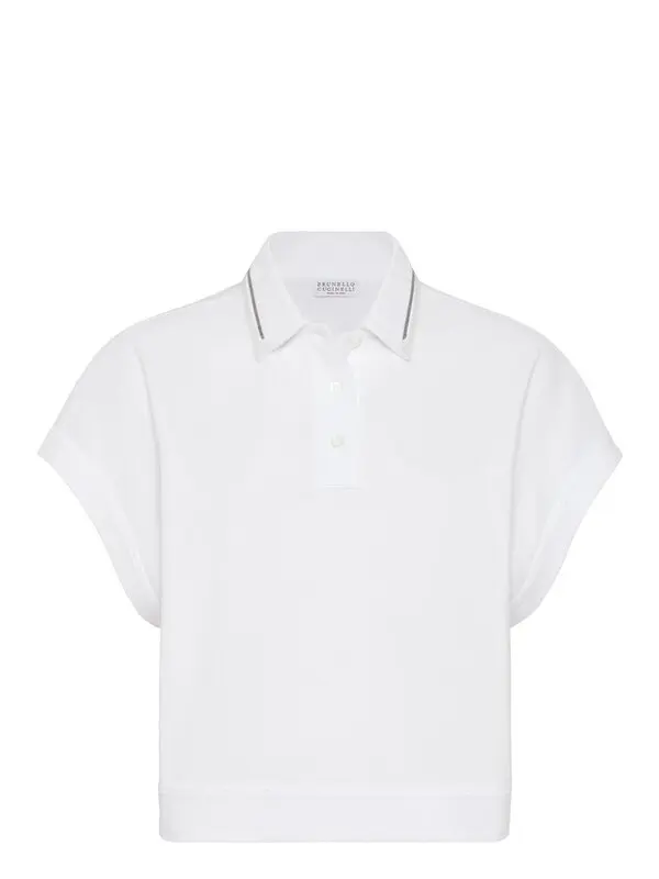 Brunello Cucinelli Monili Chain Detail Cotton Polo Top - White
