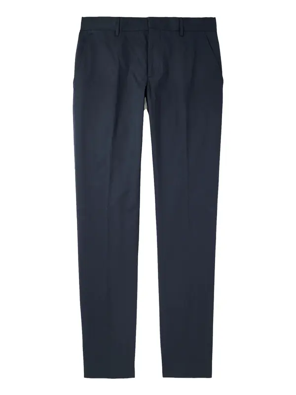 Zegna Straight-leg Stretch-cotton Twill Trousers - Blue