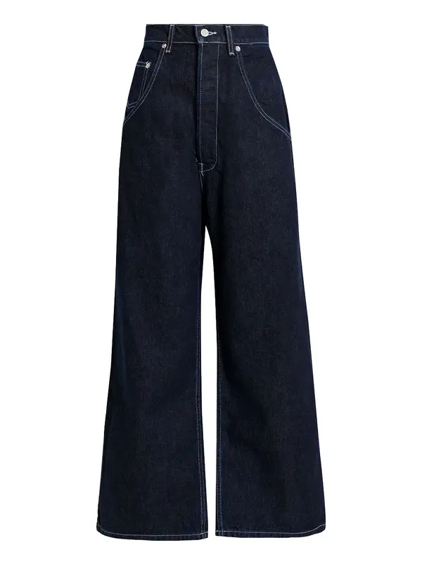 EB DENIM Outpost High-rise Wide-leg Jeans - Dark Denim