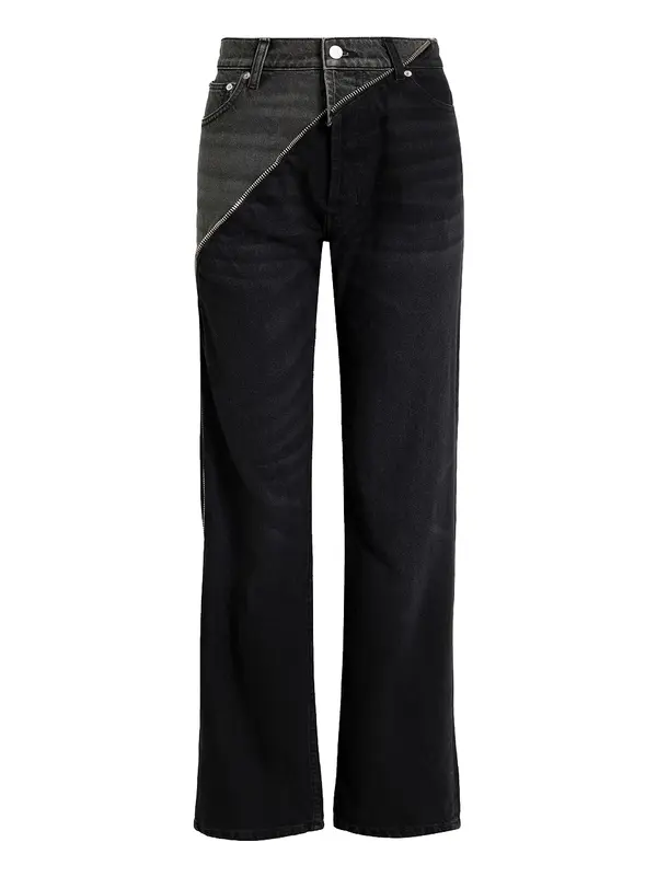 EB DENIM Gemini Zip-embellished High-rise Straight-leg Jeans - Black