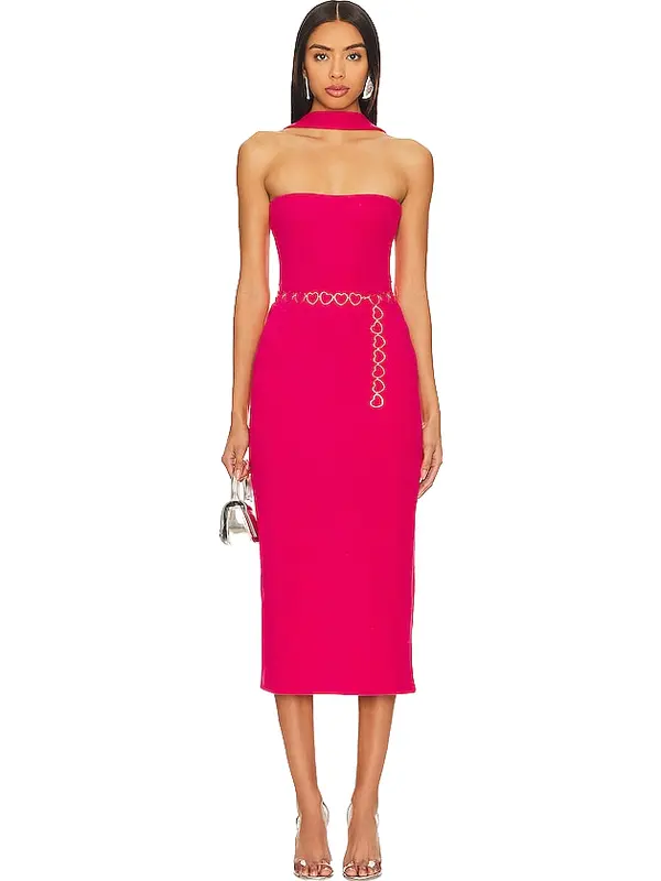 LOVERS AND FRIENDS Dominique Midi Dress - Dark Pink