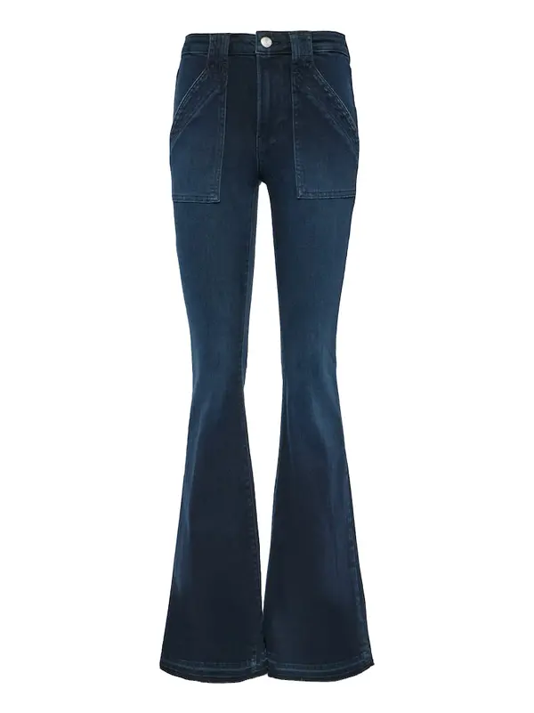 FRAME Le High Flare Trapunto High-rise Jeans - Blue