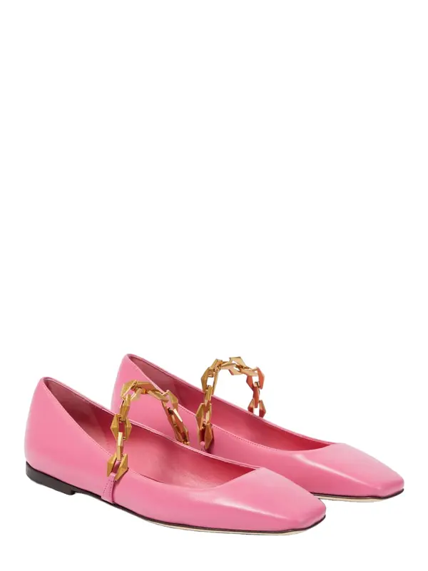 JIMMY CHOO Diamond Tilda Leather Ballerinas - Pink