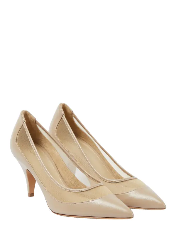 Khaite River Leather And Mesh Pumps - Beige