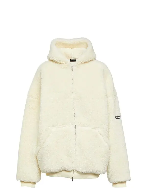 Balenciaga Faux-shearling Hoodie - White