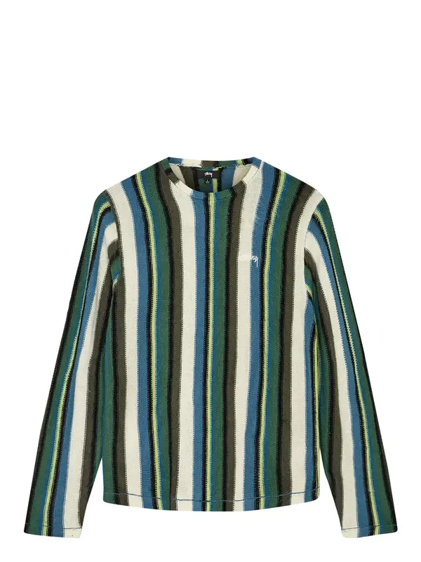 StÜssy Vertical Striped Knit Crew - Green
