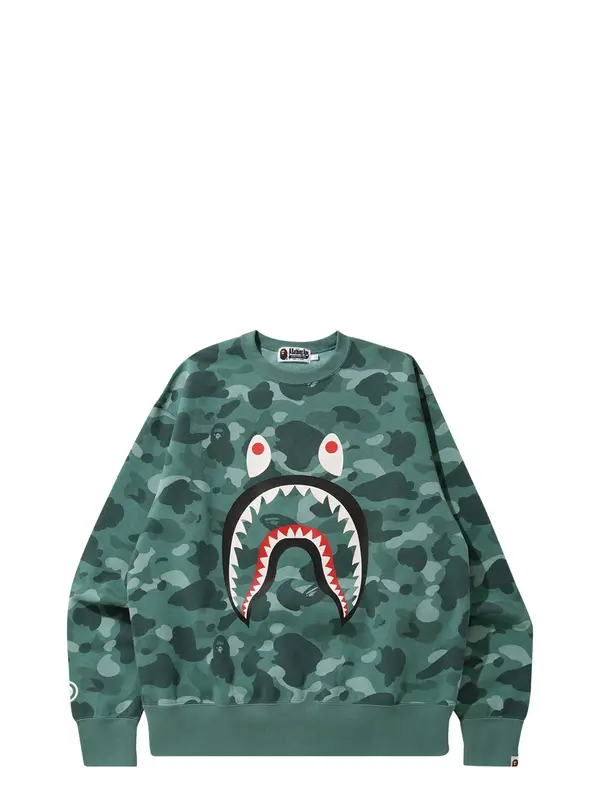 BAPE Color Camo Shark Relaxed Fit Crewneck - Green