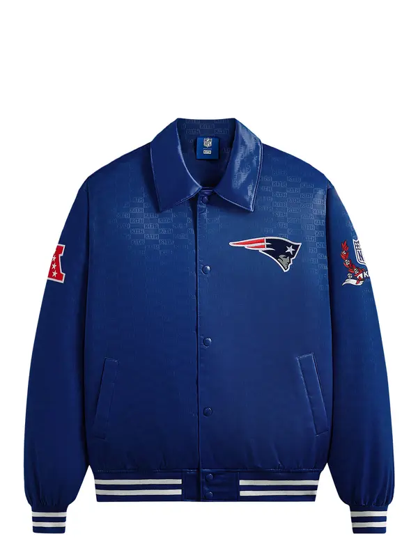 Kith For The Nfl: Patriots Satin Bomber Jacket - Blue